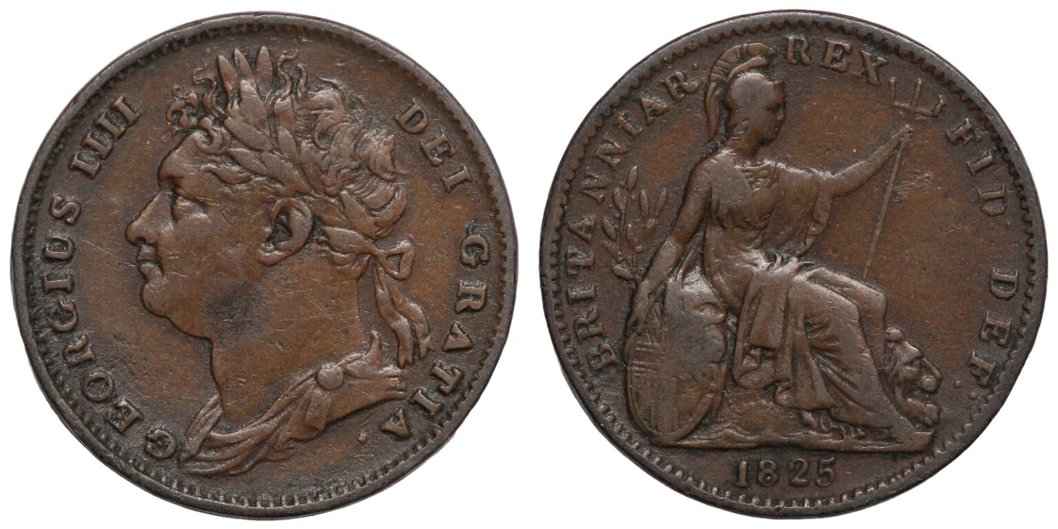 Great Britain 1825 George IV First Issue Farthing (Georgius IIII ...