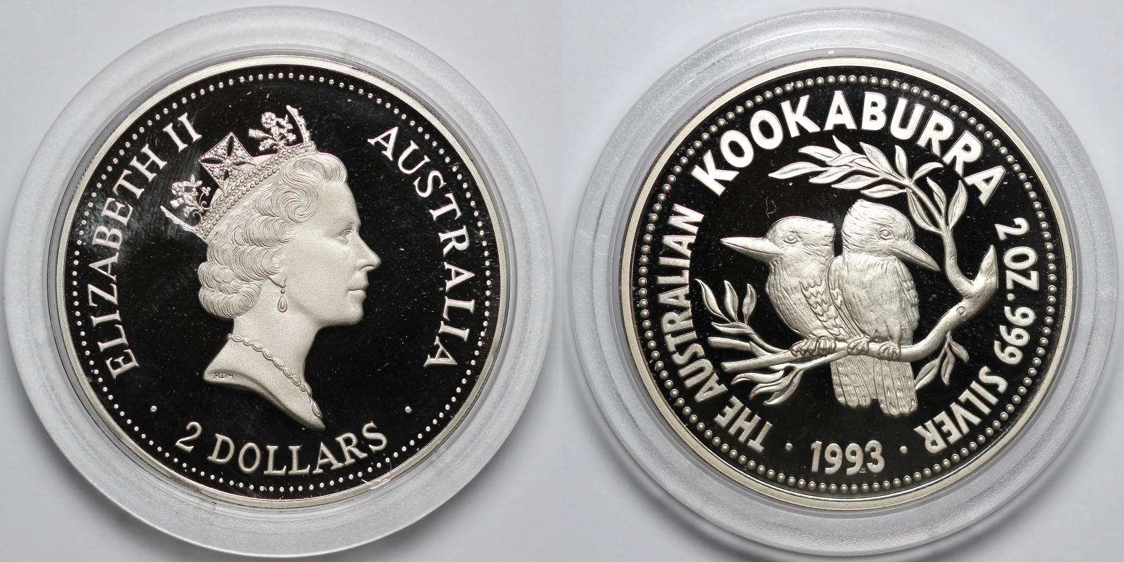 1993 Australian Kookaburra 2oz Silver Proof Coin Large Coin Series ...