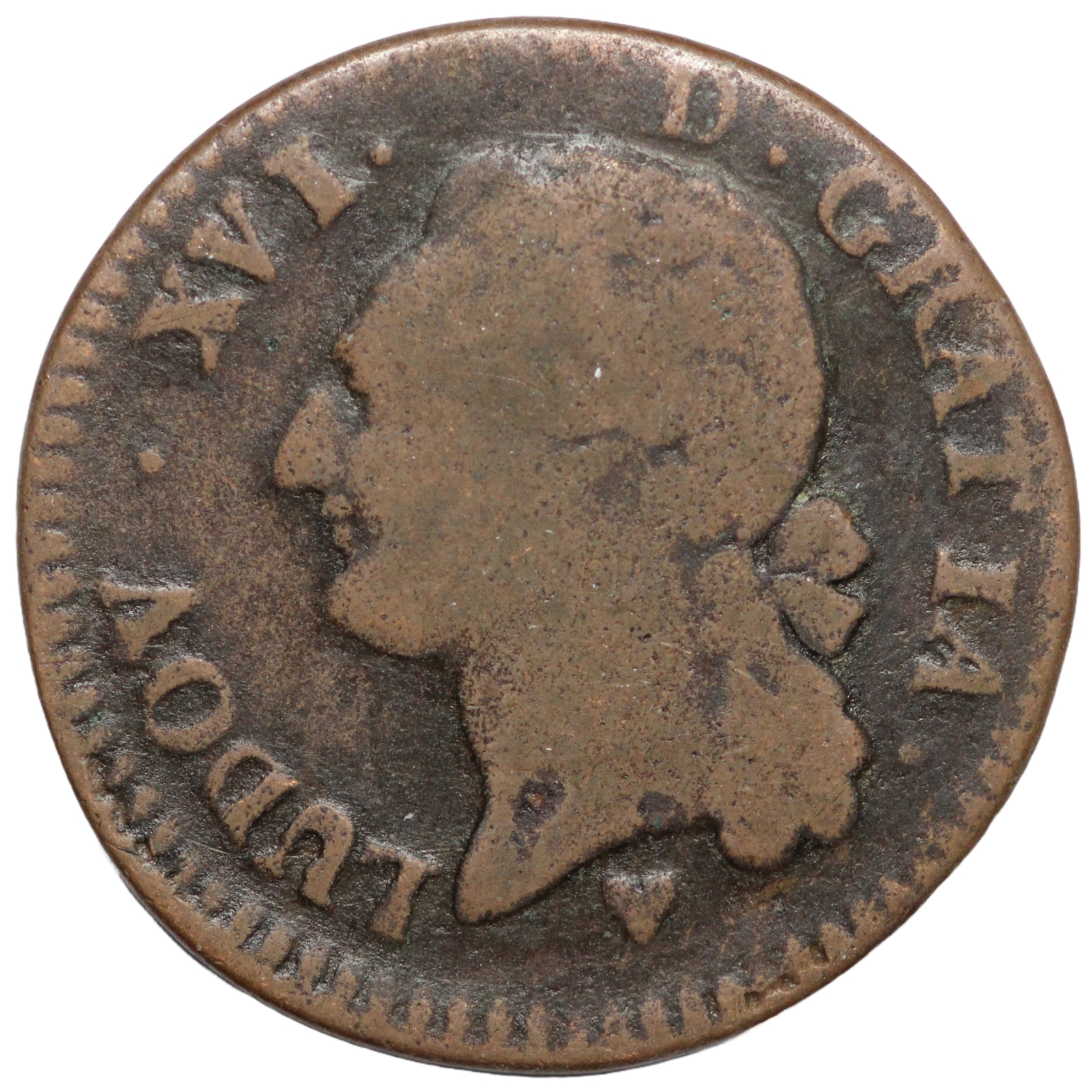 France 1784-BB 1/2 Sol Louis XVI KM# 586.4 Strasbourg Mint World Copper ...