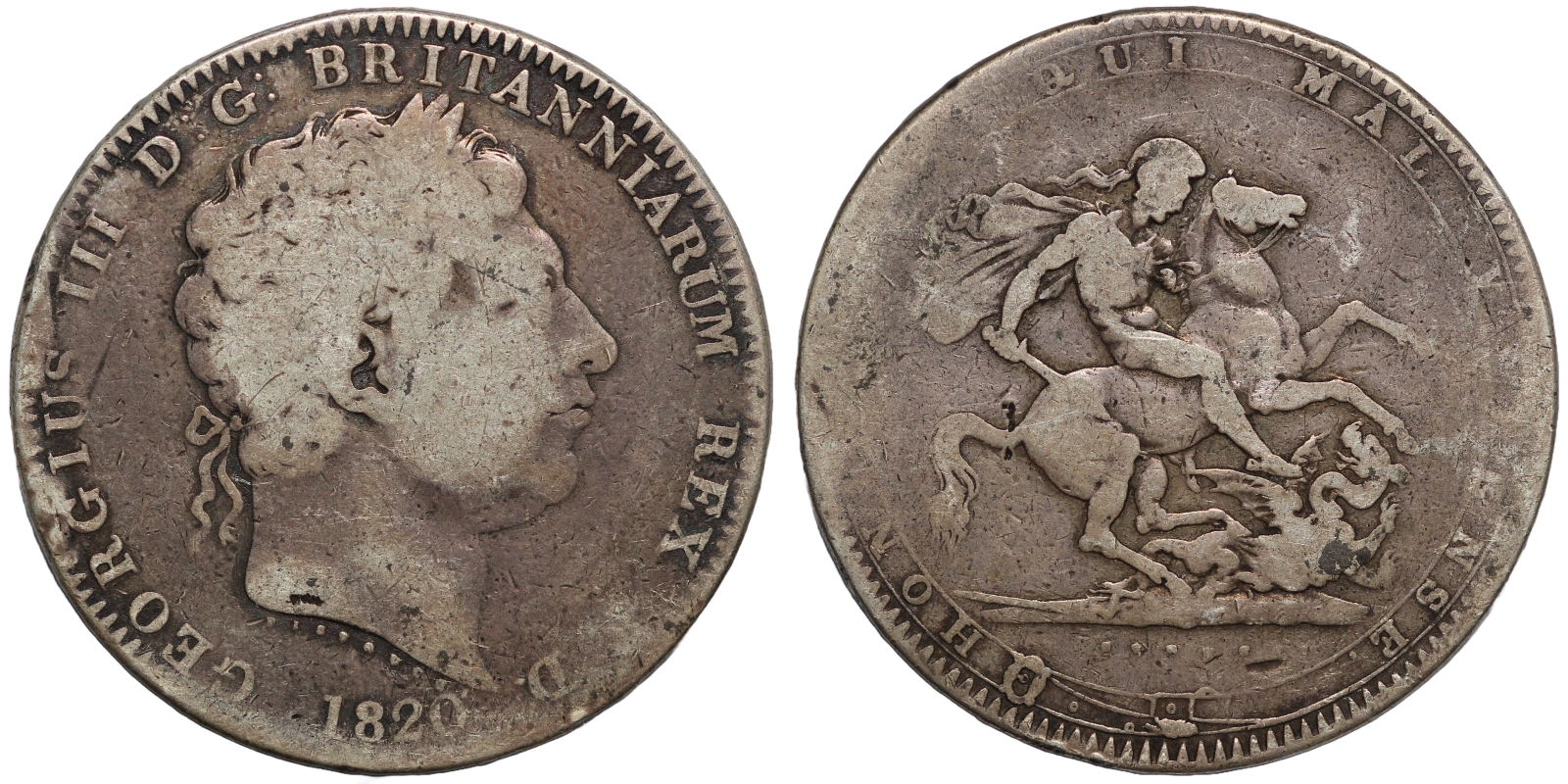 Great Britain 1820 Crown George III S-3787 Large Sterling Silver World ...