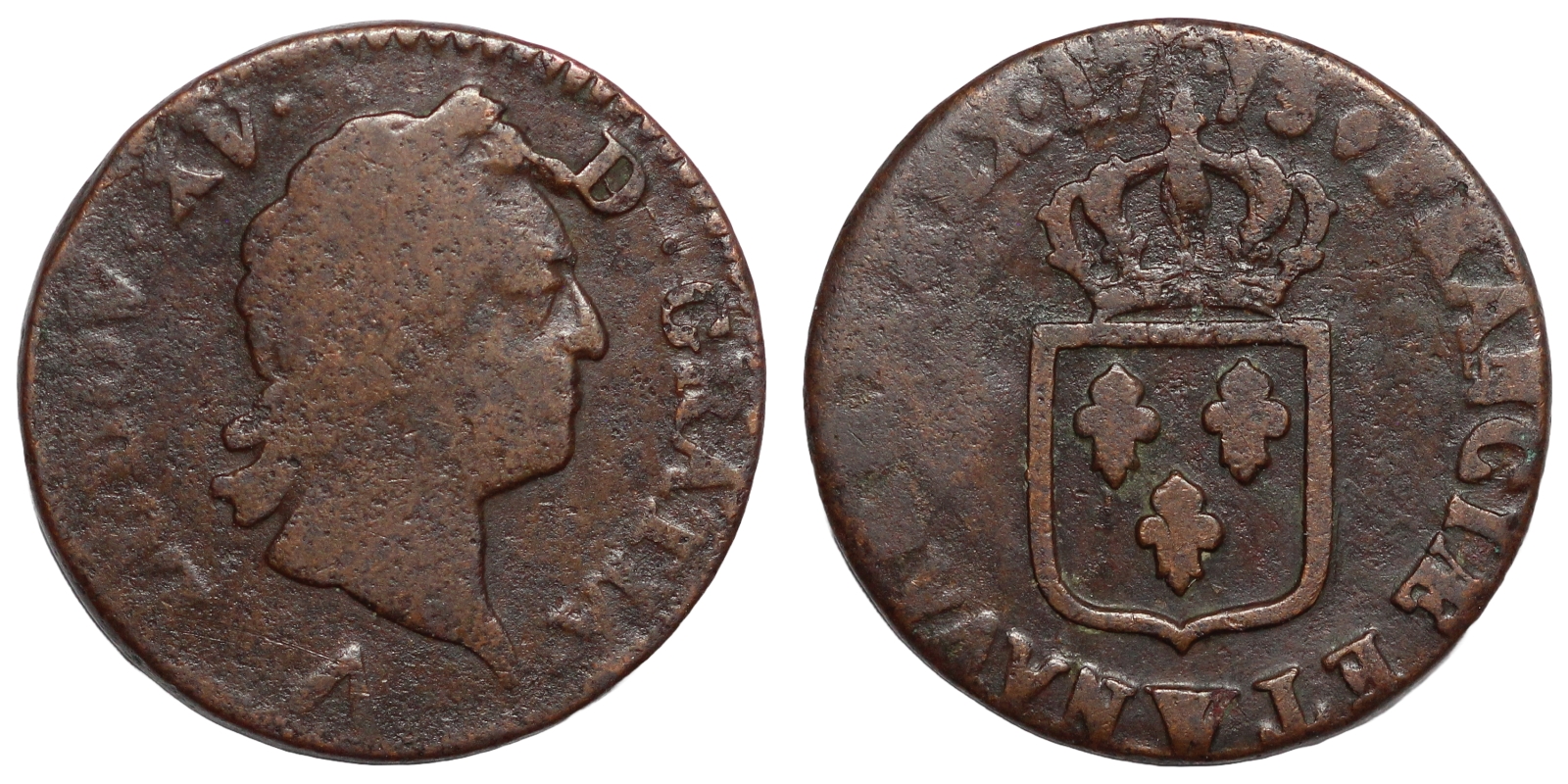 France 1773-W Sol Louis XV KM# 545.12 Lille Mint World Copper Coin ...