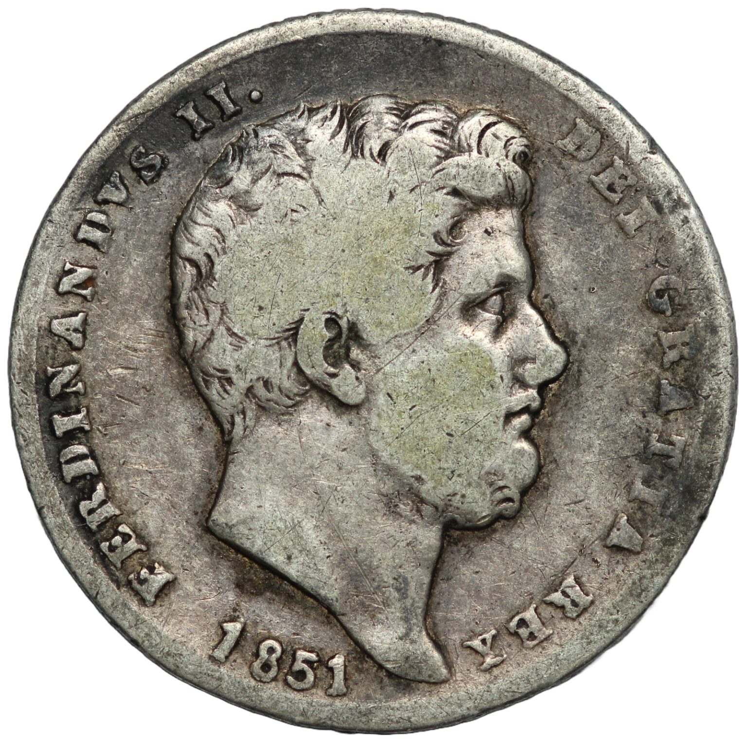 Italian States - Naples & Sicily 1851 20 Grana Ferdinand II Silver Coin ...