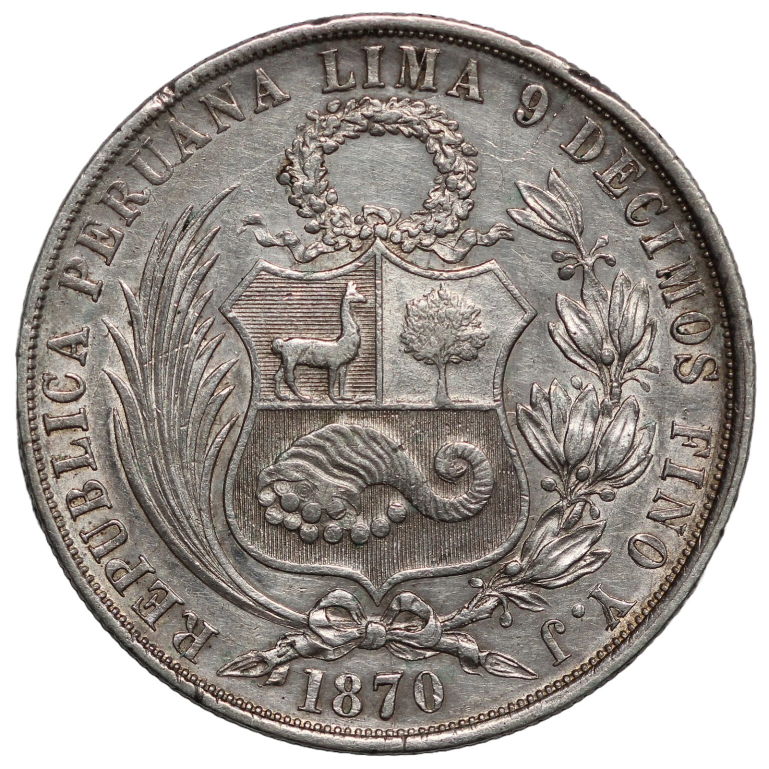 Peru Republic 1870-Y.J 1 Sol Lima Mint KM# 196.3 World Silver Coin ...
